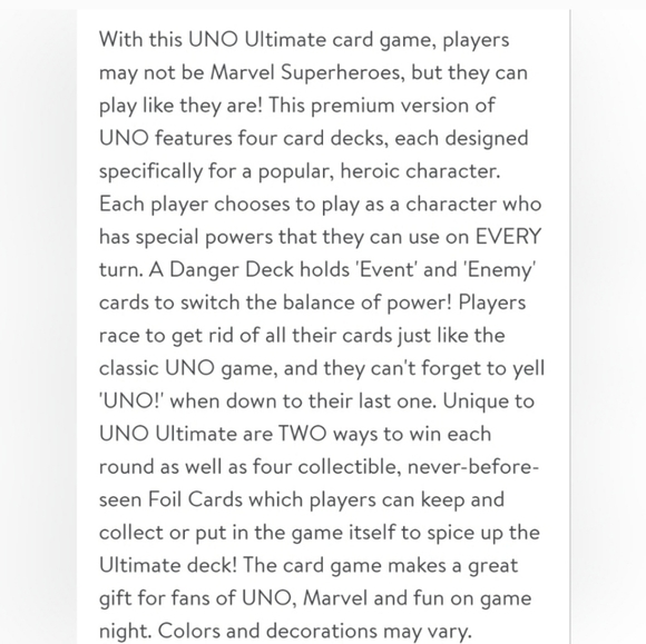 Marvel | Games | Marvel Uno Ultimate Card Game | Poshmark